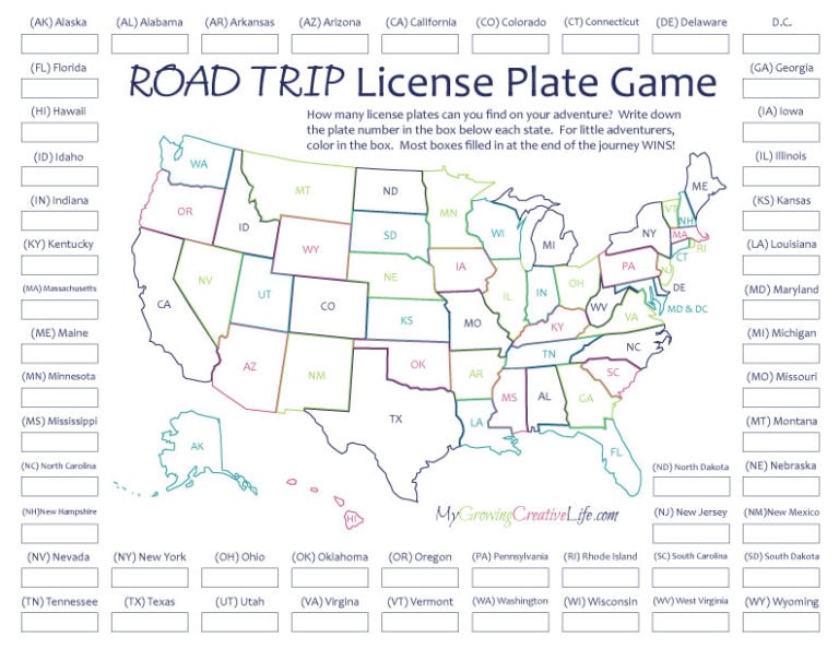 License Plate Game: Make Family Road Trips Fun - My Growing Creative Life